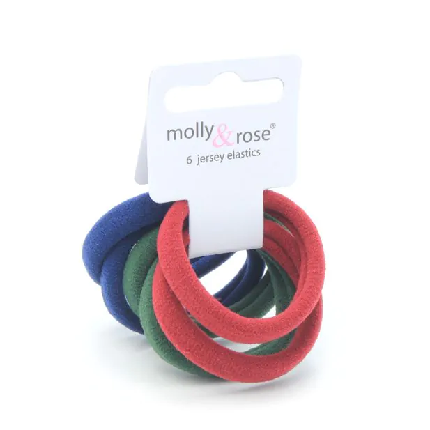 Hair Elastic Card of 6 Mixed Dark Colours Jersey Elastics (8795 ...